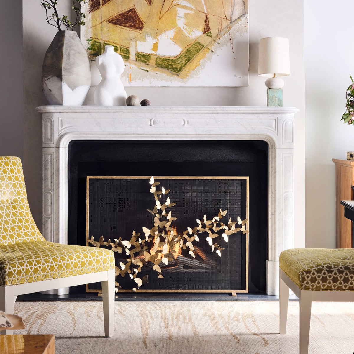 Butterfly Fireplace Screen | Decorative Fireplace Cover